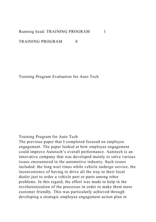 Running head TRAINING PROGRAM1TRAINING PROGRAM 8.docx