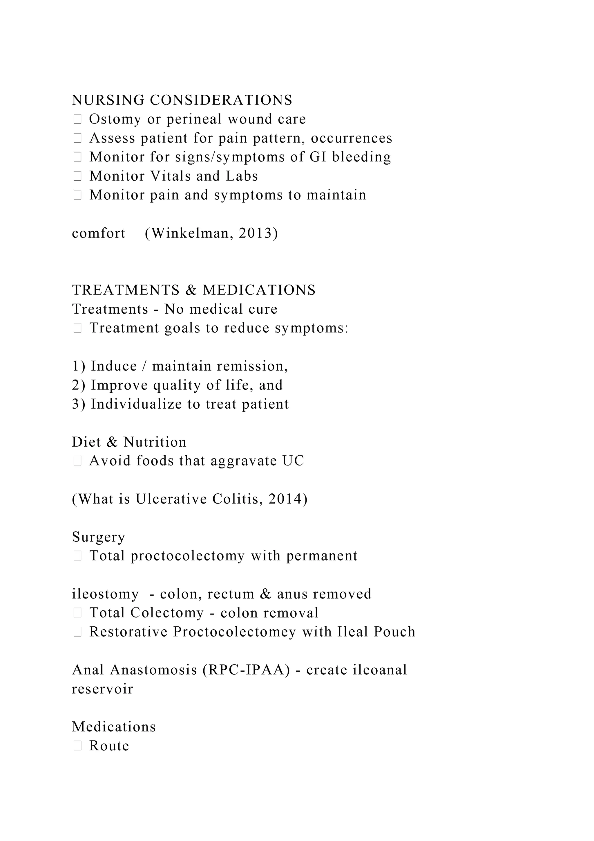 Running Head Ulcerative Colitis Concept Map 1 Docx