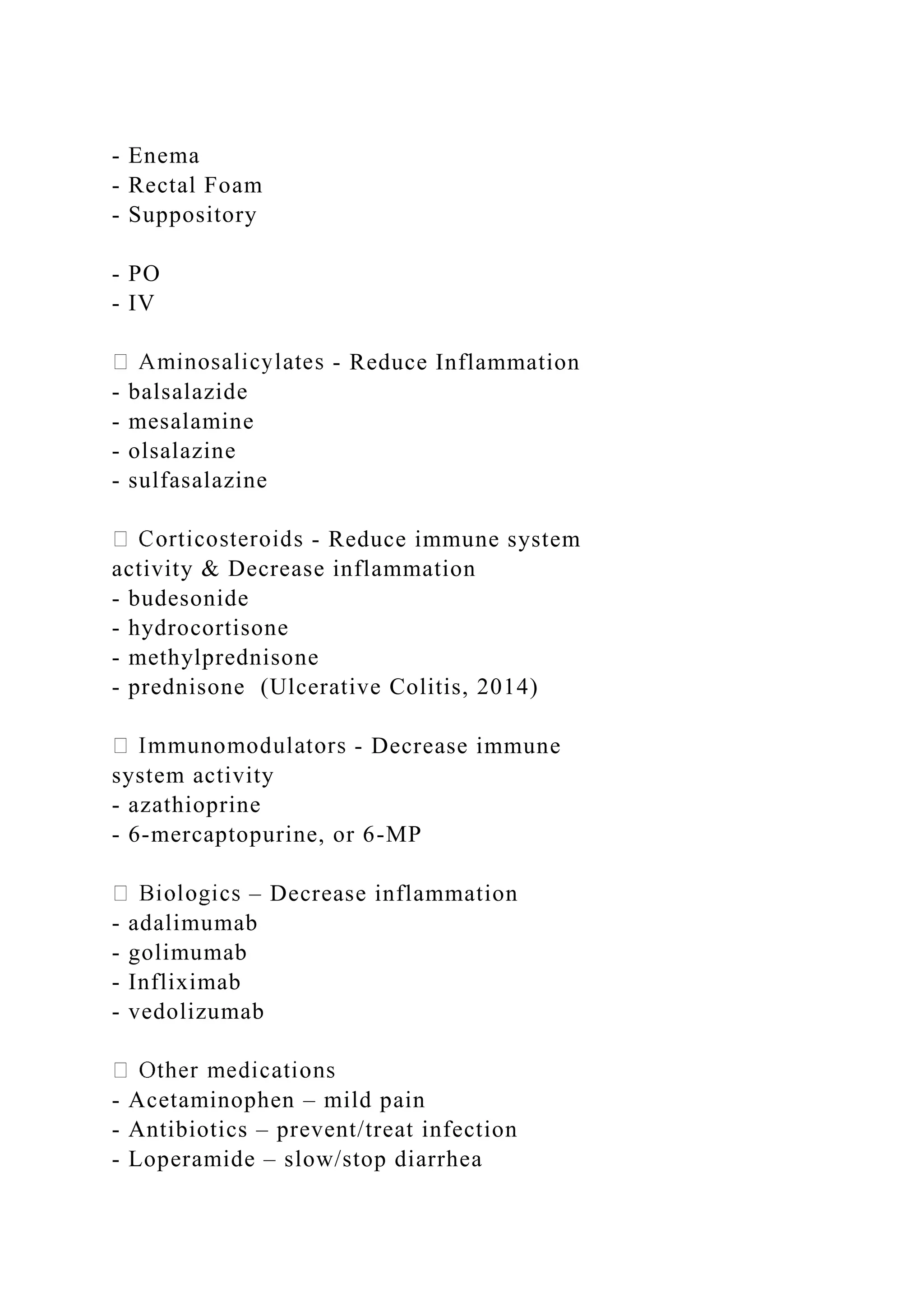 Running Head Ulcerative Colitis Concept Map 1 Docx