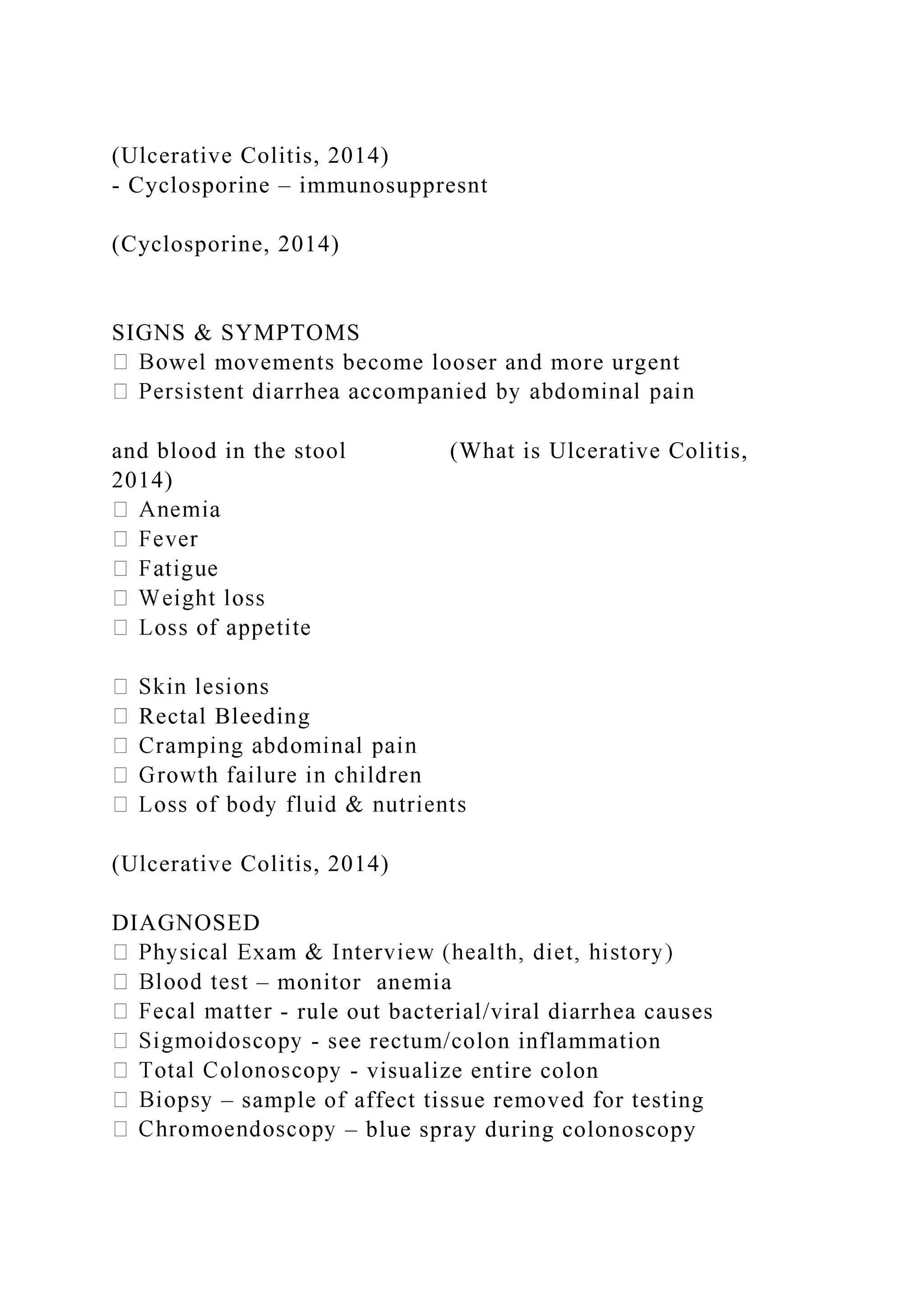 Running Head Ulcerative Colitis Concept Map 1 Docx