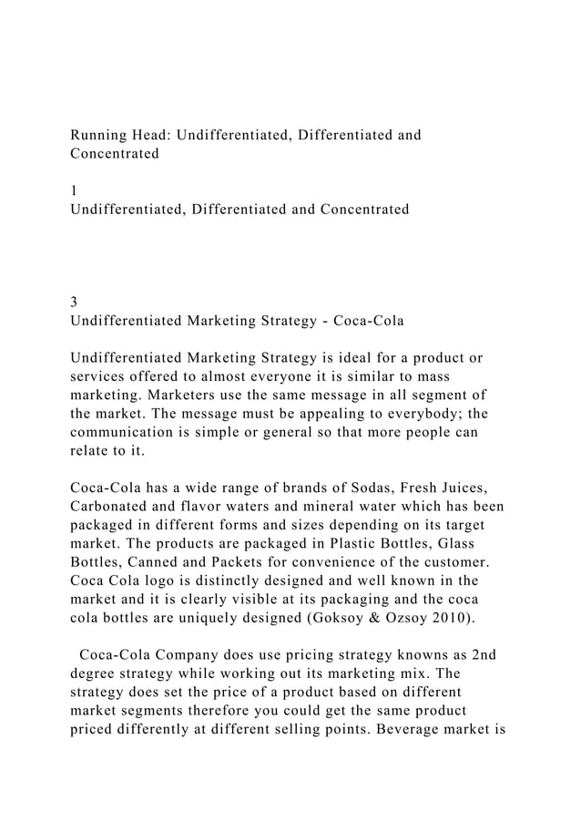 Running Head Undifferentiated, Differentiated and Concentrated.docx