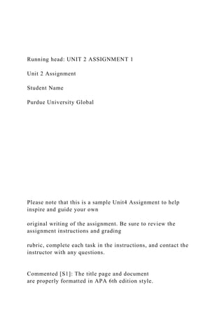 Running head UNIT 2 ASSIGNMENT 1 Unit 2 Assignment St.docx