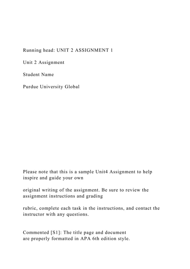 Running head UNIT 2 ASSIGNMENT 1 Unit 2 Assignment St.docx