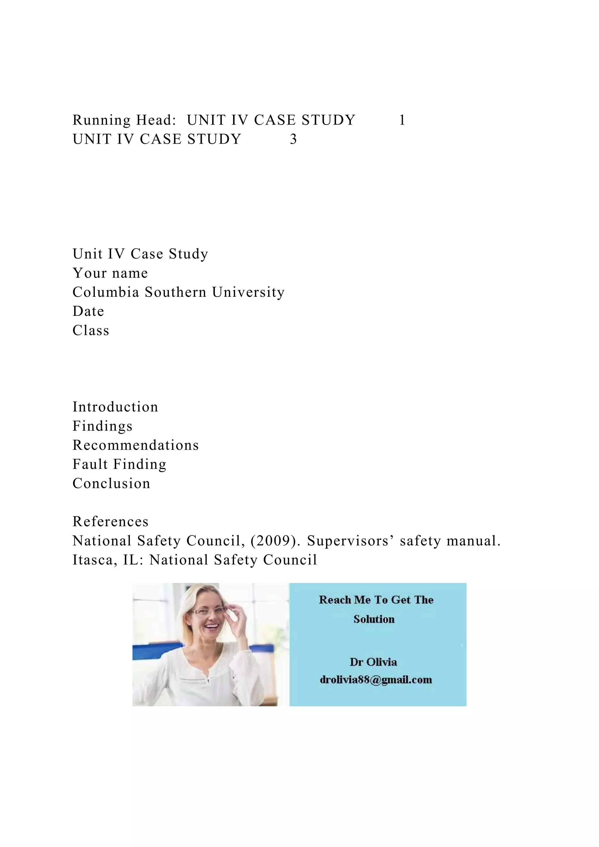 Running Head UNIT IV CASE STUDY 1UNIT IV CASE STUDY 3.docx