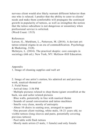 Running head VALUES AND NORMS INSIDE A TATTOO PARLORVALUES AND .docx