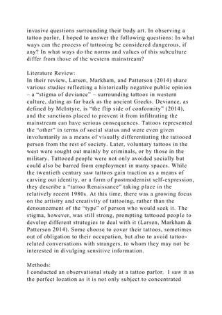 Running head VALUES AND NORMS INSIDE A TATTOO PARLORVALUES AND .docx