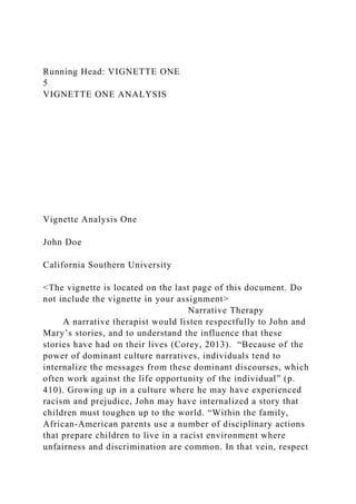 Running Head VIGNETTE ONE5VIGNETTE ONE ANALYSIS.docx | Parenting ...