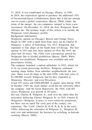 Running head walgreens retail pharmacy1 walgreens retail | DOCX