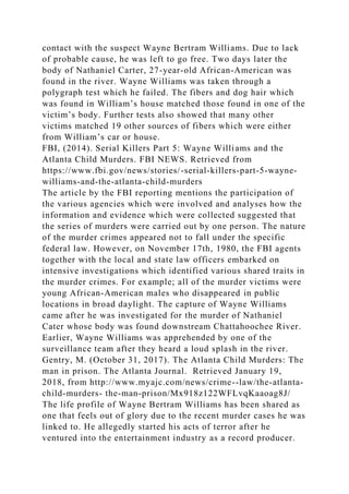 Running head WAYNE WILLIAMS MURDER CASE ANNOTATED BIBLIOGRAPHY .docx