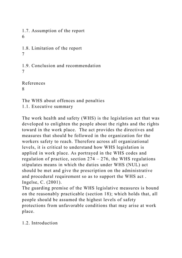RUNNING HEAD WHS offences and penalties .docx