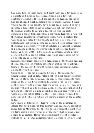 Running Head YOUTH UNEMPLOYMENT IN KENYA .docx