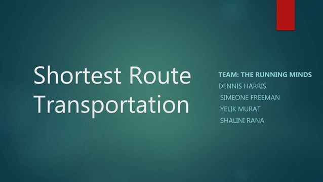 Running Minds: Shortest Route Transportation (CarMax) | PPT