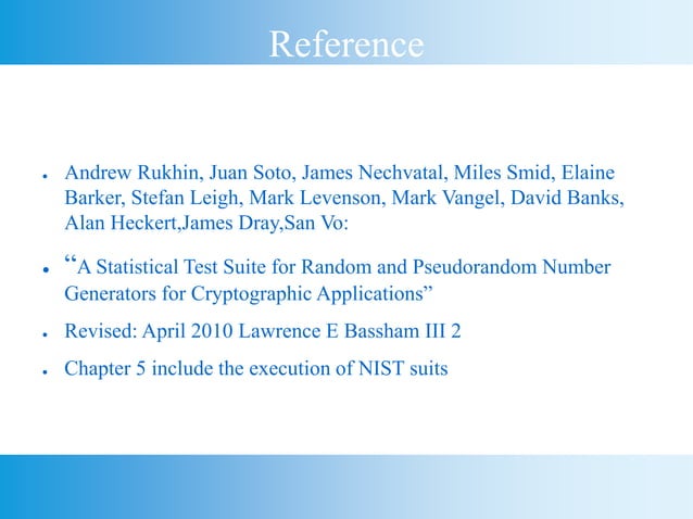 Running of nist test | PPTX