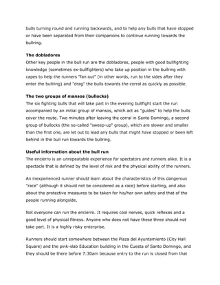 Running of the bulls reading | DOCX