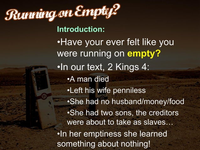 Running on empty | PPT