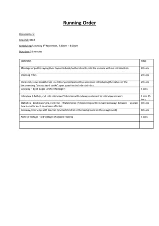 Running order | DOCX