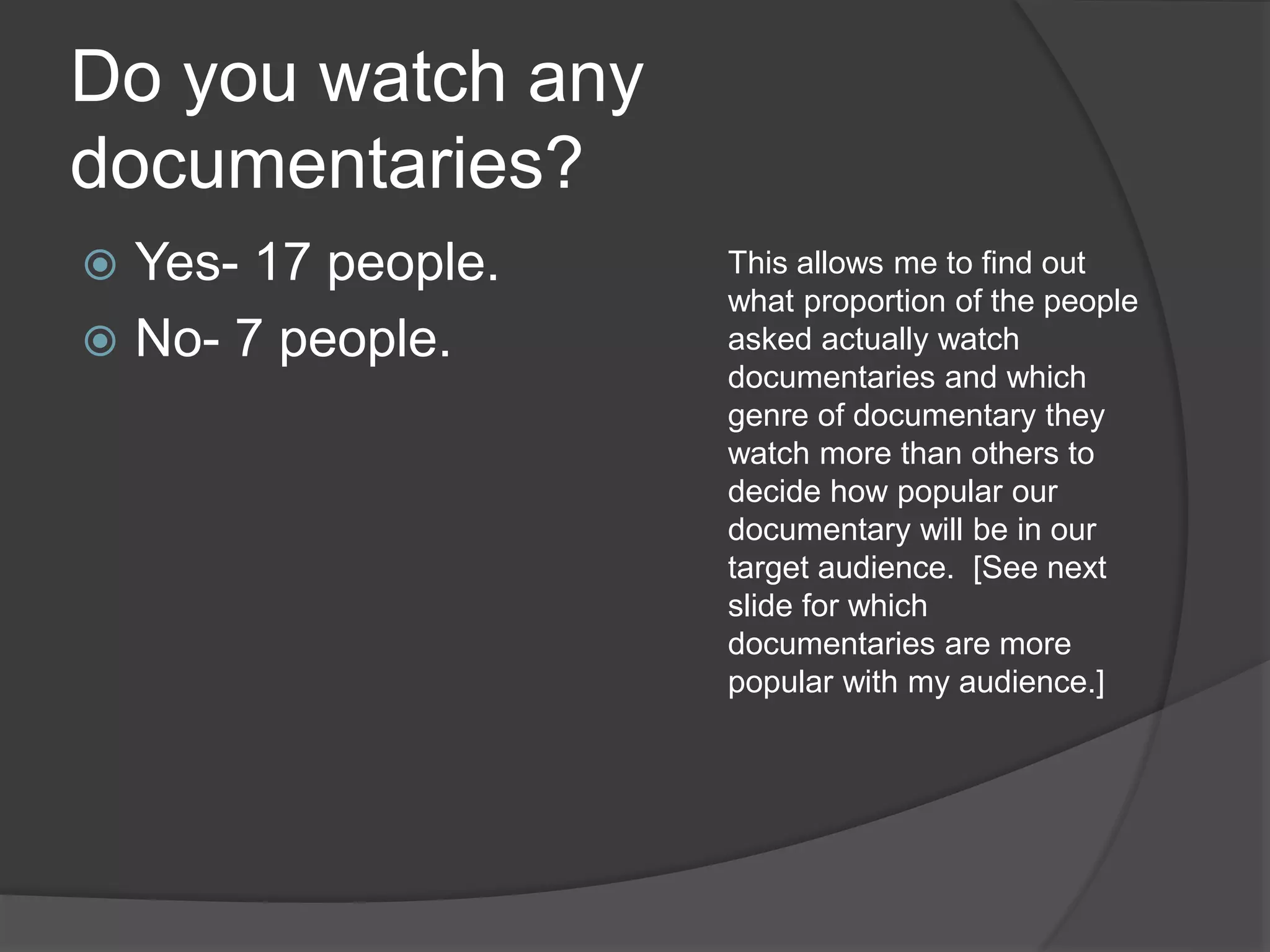 Running questionnaire | PPTX | Documentary | Genres