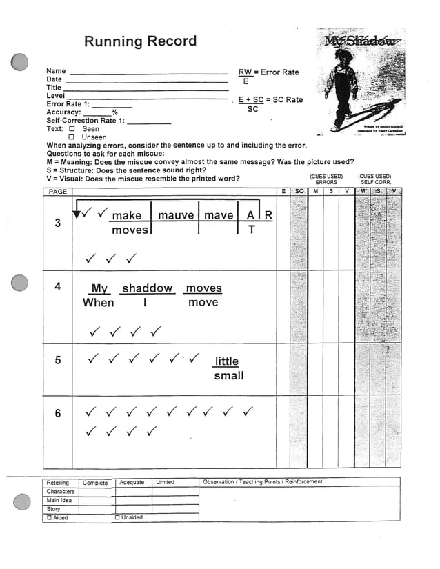 Running record recording of my shadow | PDF
