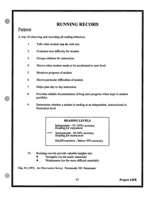 Running records packet | PDF