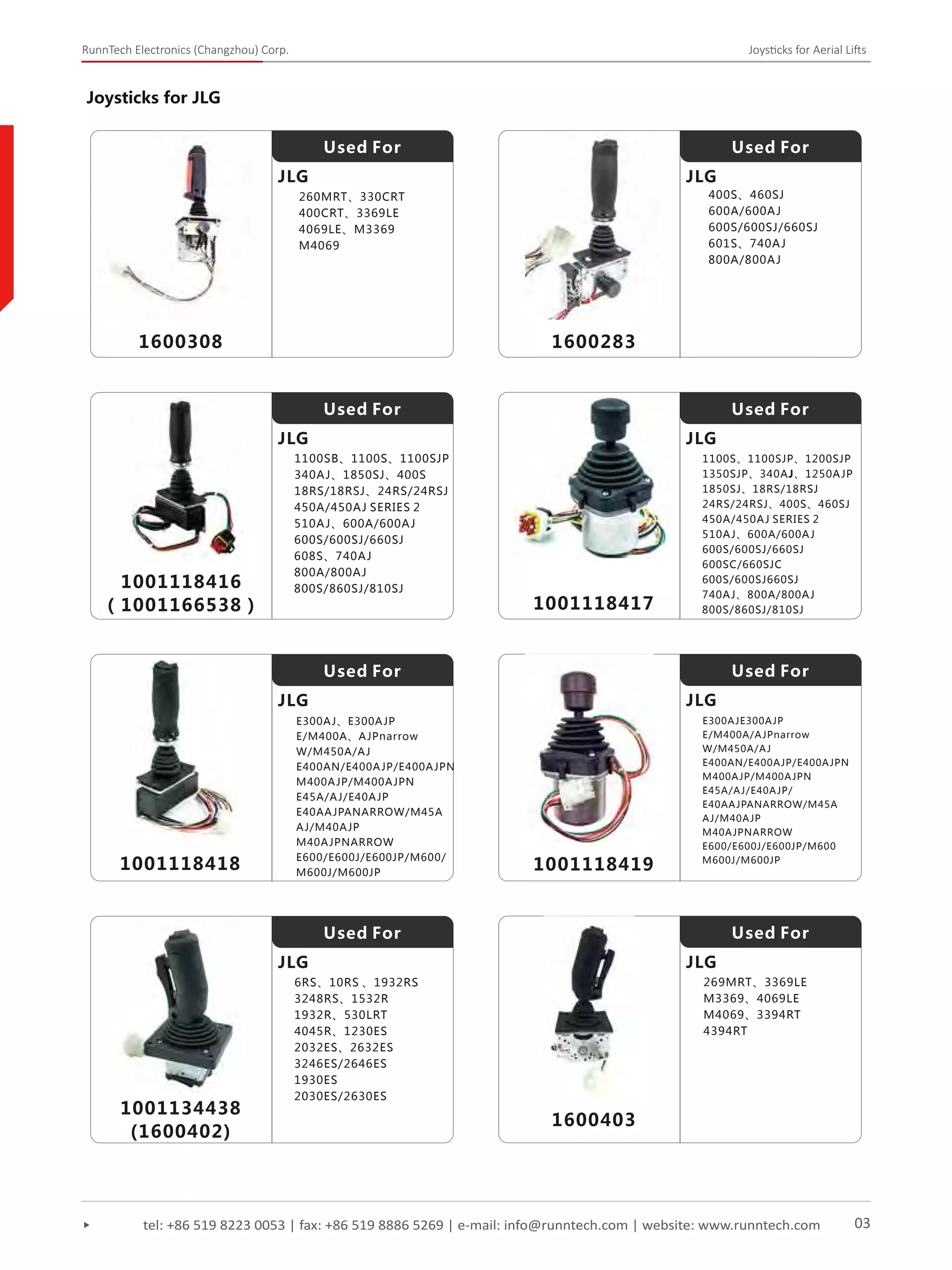 RunnTech Joysticks for Aerial Lifts | PDF