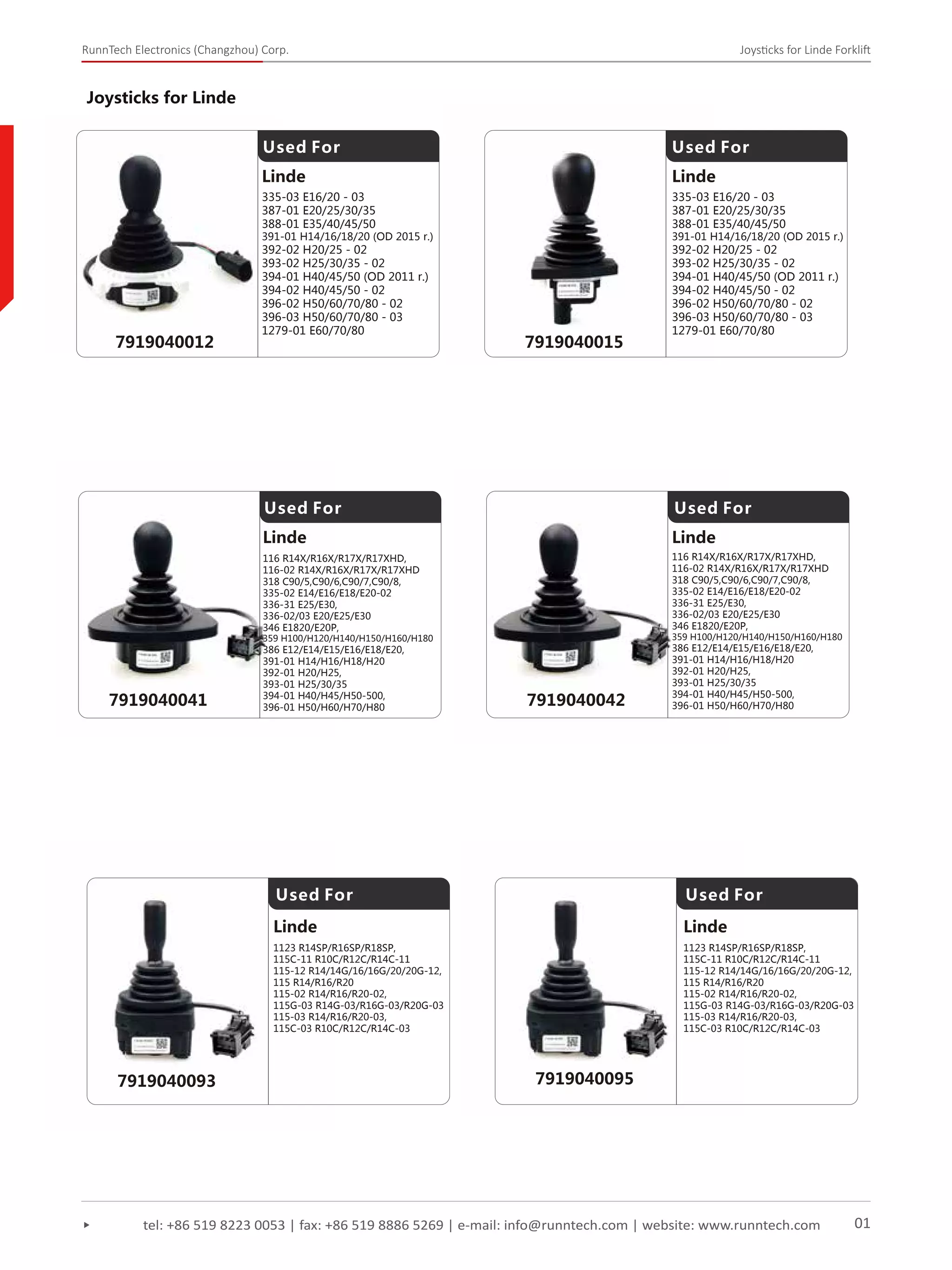 RunnTech Joysticks for Linde Forklift | PDF