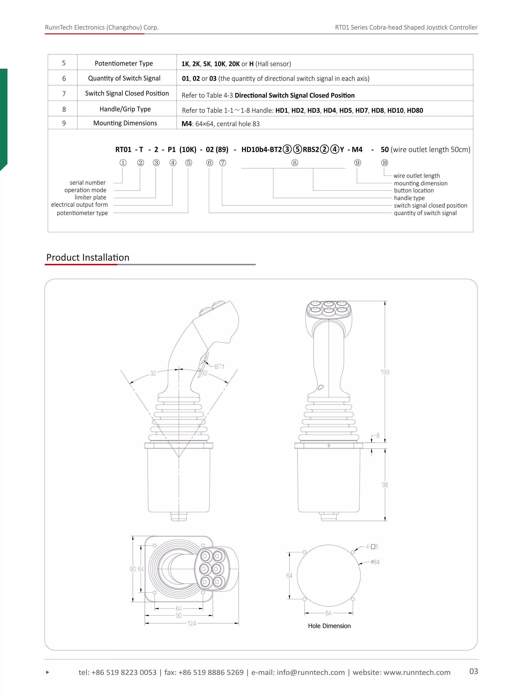 RunnTech RT01 Cobra-head Shaped Joystick Controller | PDF