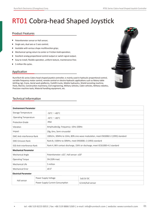 Runntech Rt01 Cobra Head Shaped Joystick Controller Pdf 