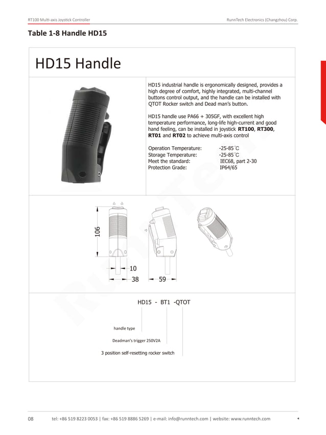 RunnTech RT100 Multi-axis Joystick Controller | PDF