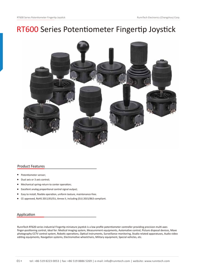 Runn tech rt620 series potentiometer fingertip joystick | PDF