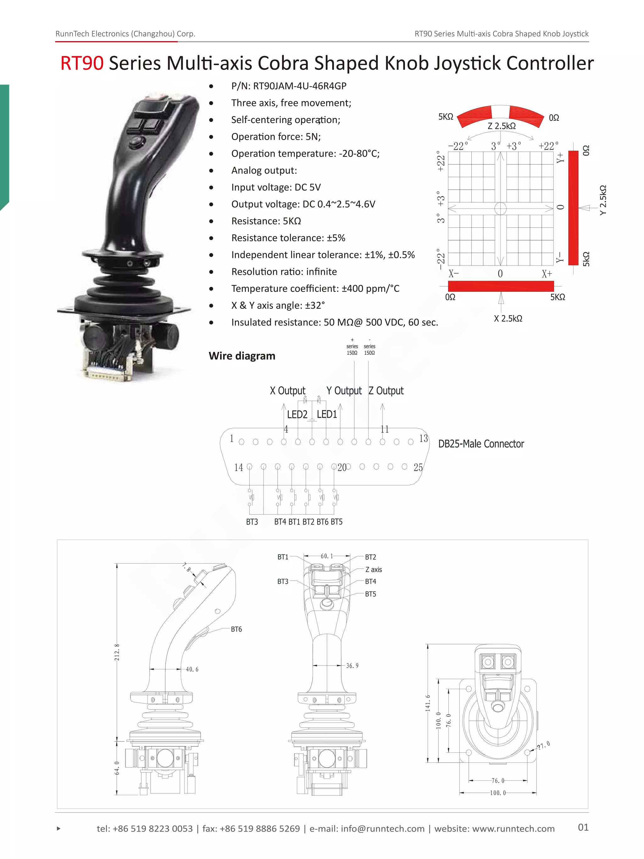 RunnTech 3 Axis Multi functional Cobra Shaped Knob Joystick for Port ...