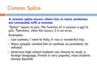 Run-ons and comma splices | PDF