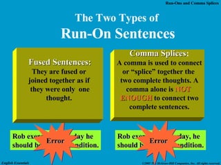 Run-Ons and Comma Splices | PPT