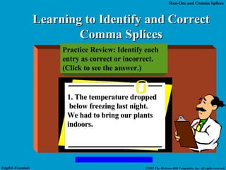 Run-Ons and Comma Splices | PPT