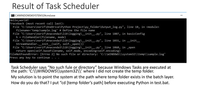 Run python from windows taskscheduler | PPTX