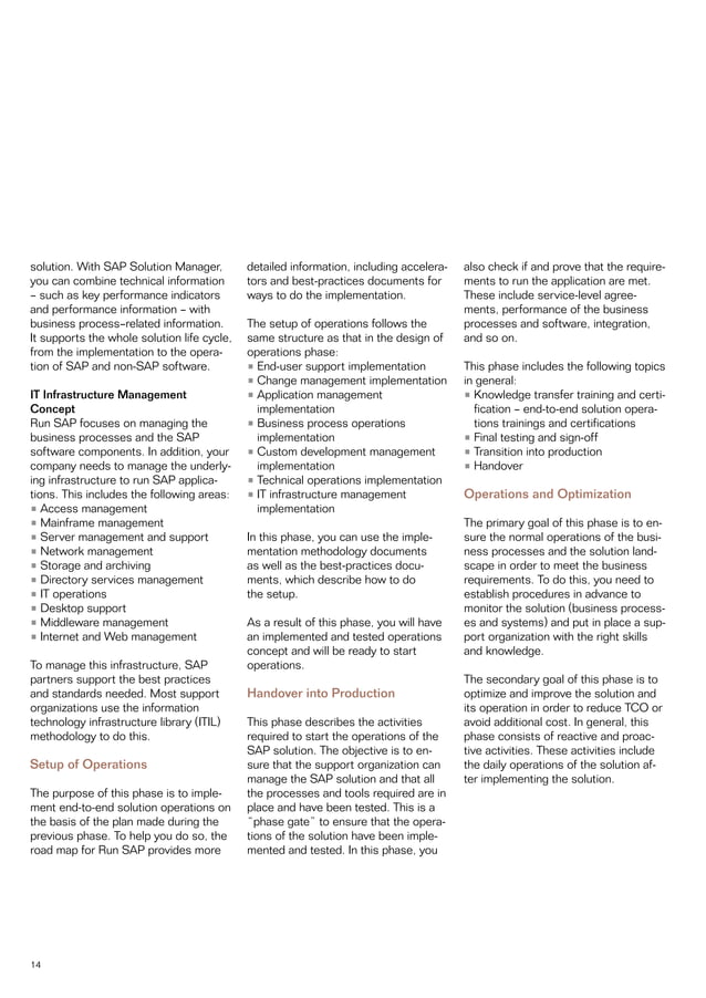Run sap methodology how to implement end to-end solution operations | PDF