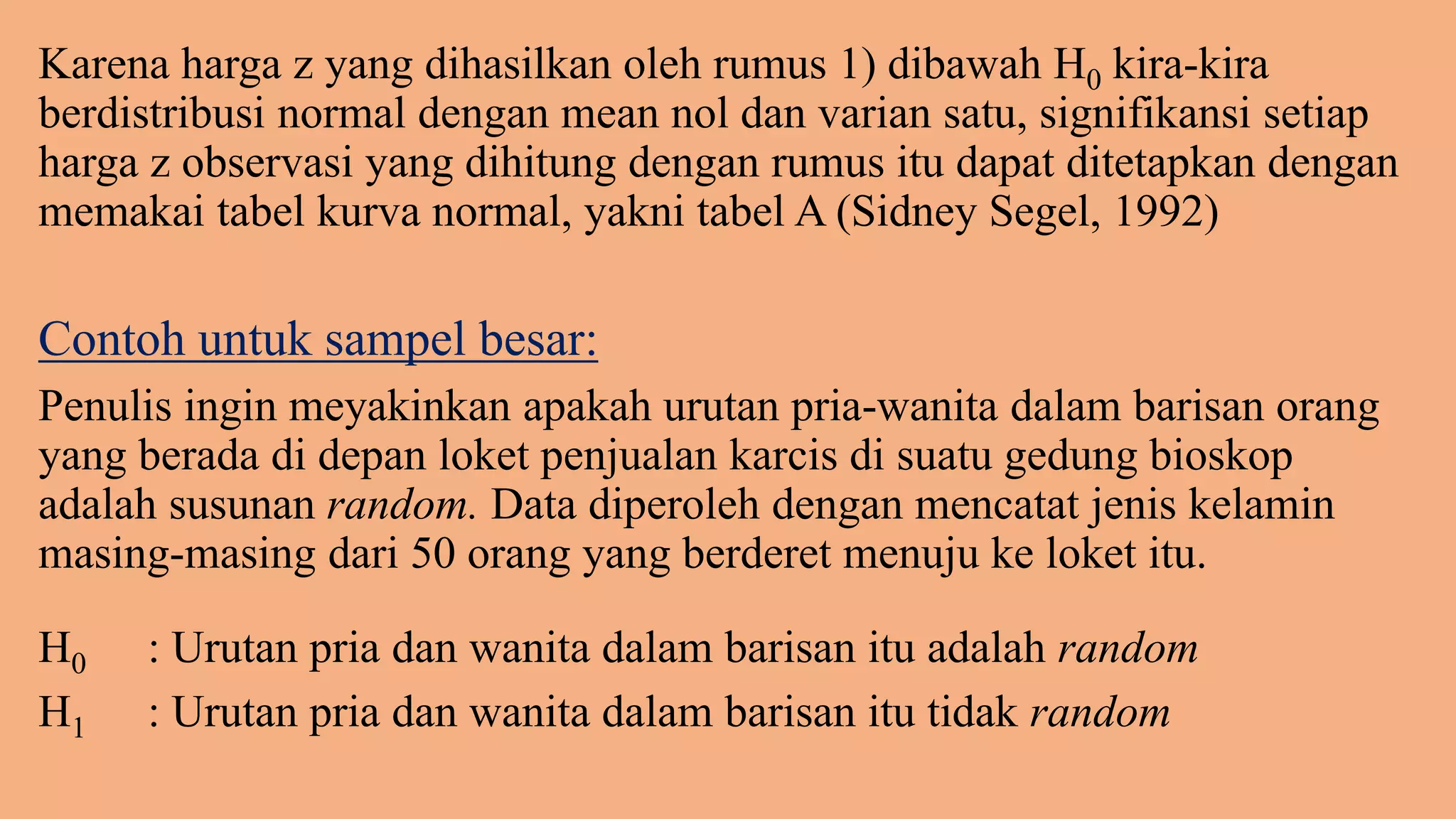 Run test satu sampel | PPTX