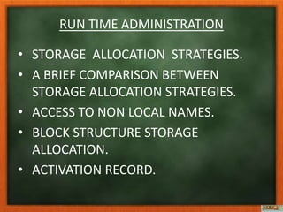 Run time administration | PPTX