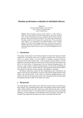 Runtime performance evaluation of embedded software | PDF