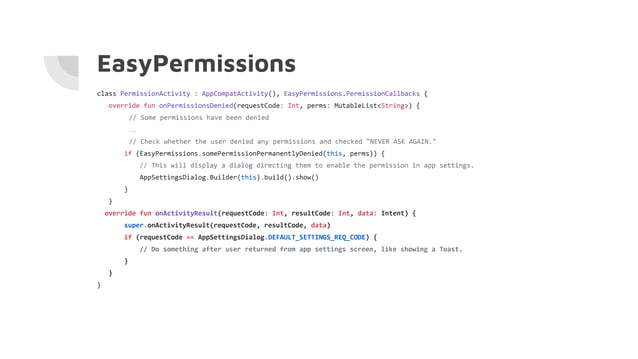 Runtime permissions handling with easy permissions | PPT | Free Download