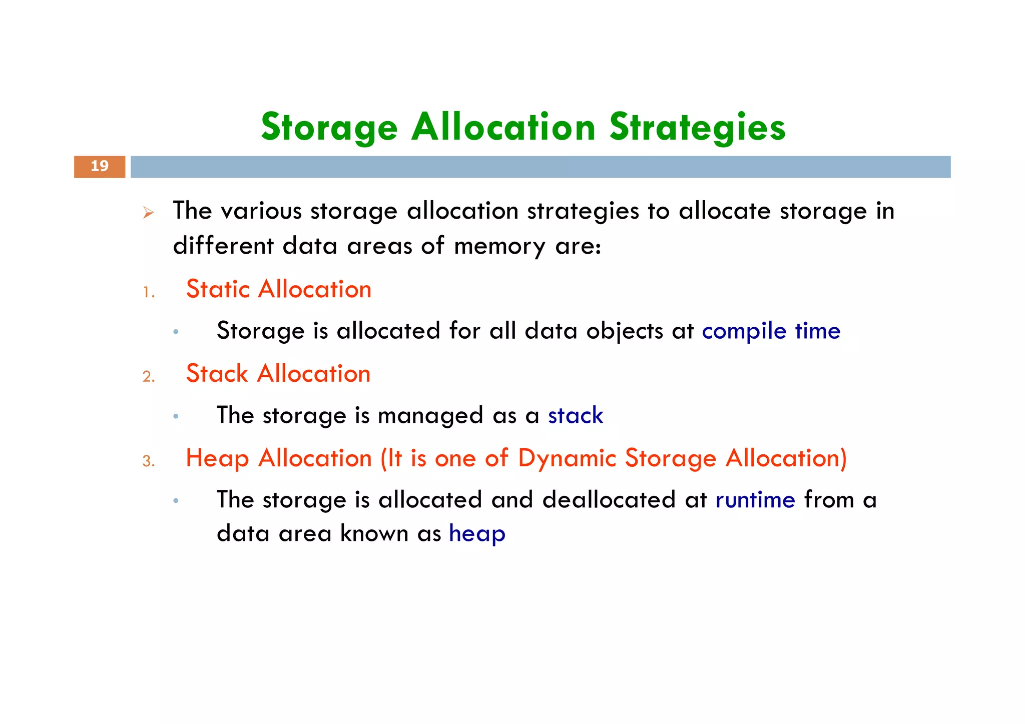Run time storage | PDF