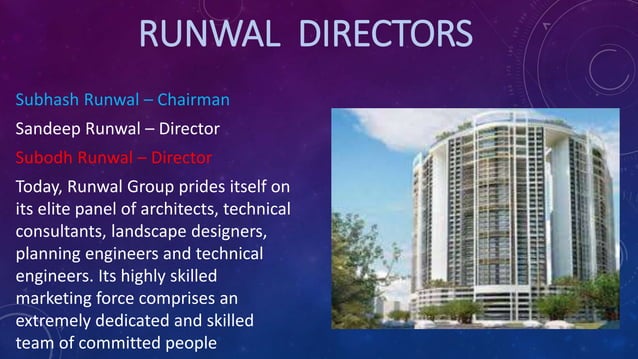 Runwal group | PPTX | Developmental Sites | Real Estate