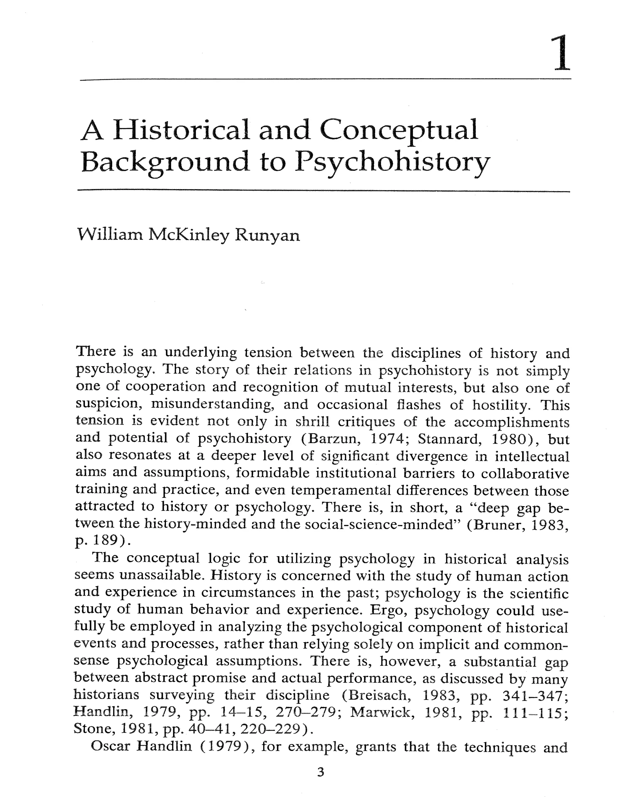 Runyan historical conceptual_psychohistory_ch1 | PDF