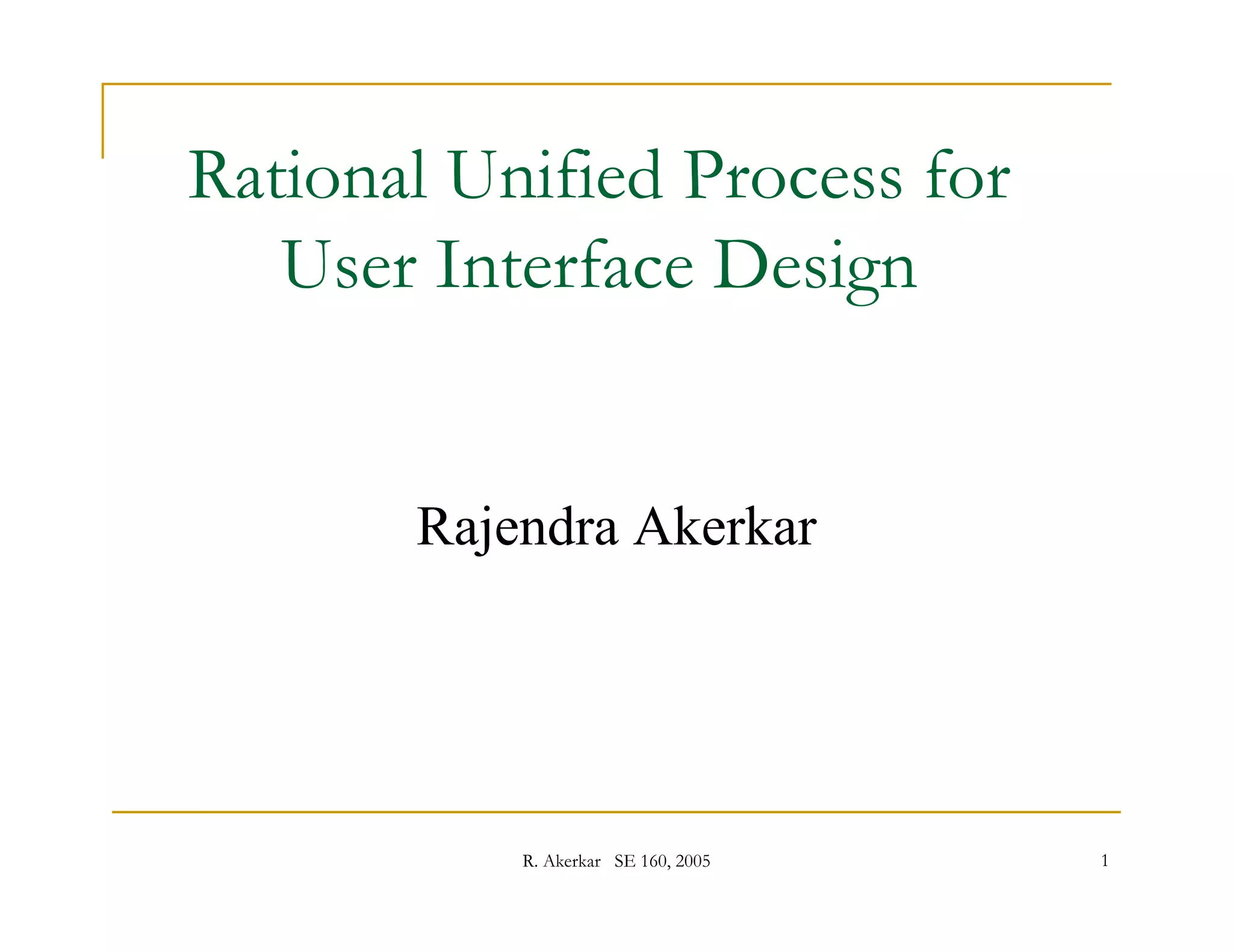 Rational Unified Process for User Interface Design | PDF