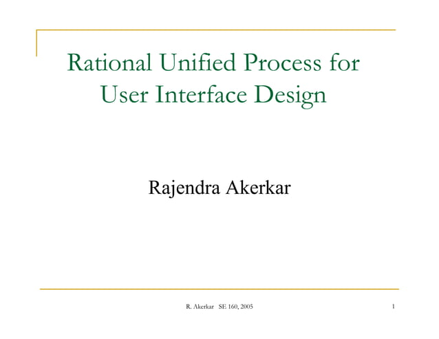Rational Unified Process for User Interface Design | PDF