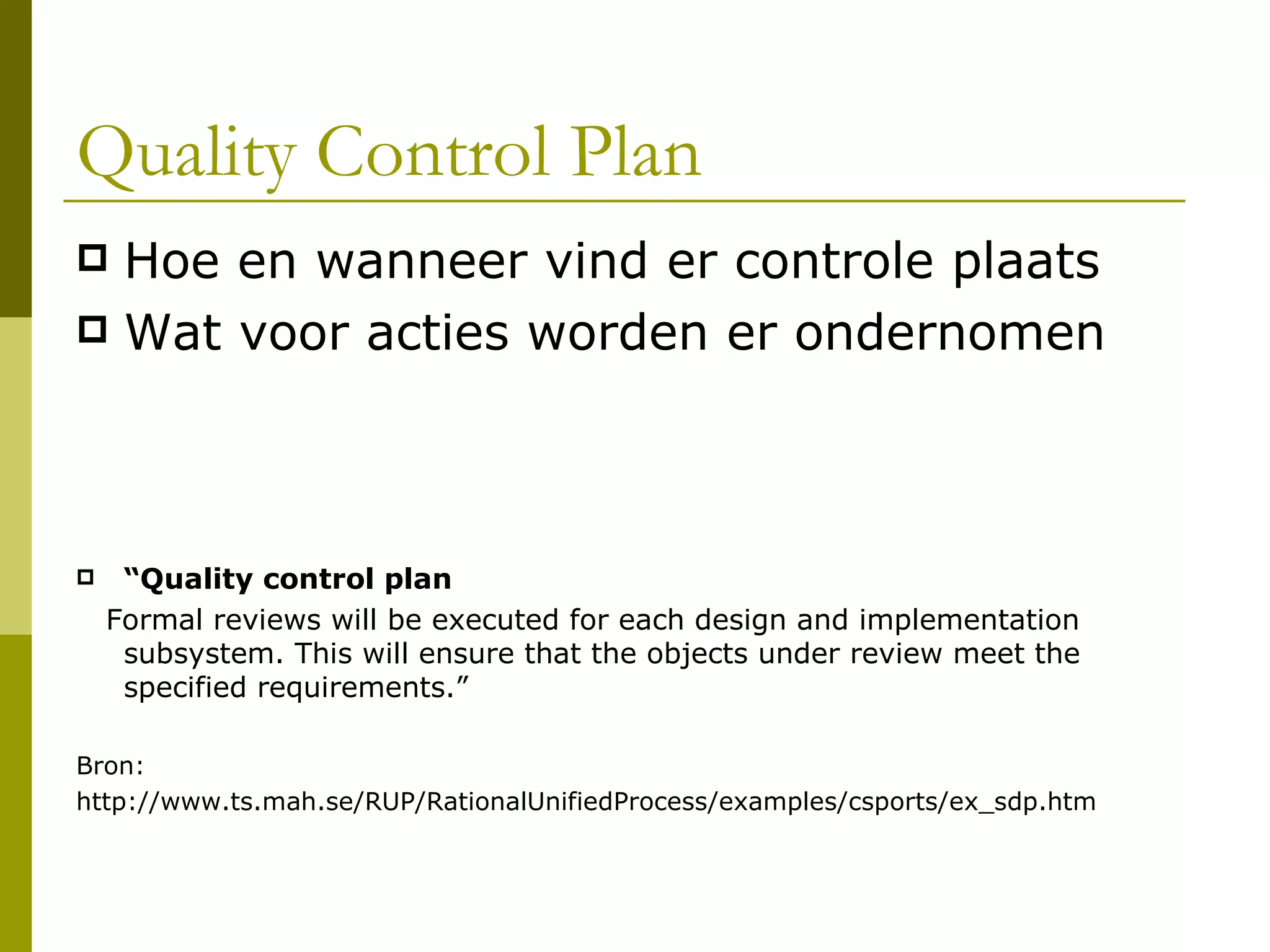 Rup Quality Control Plan | PPT