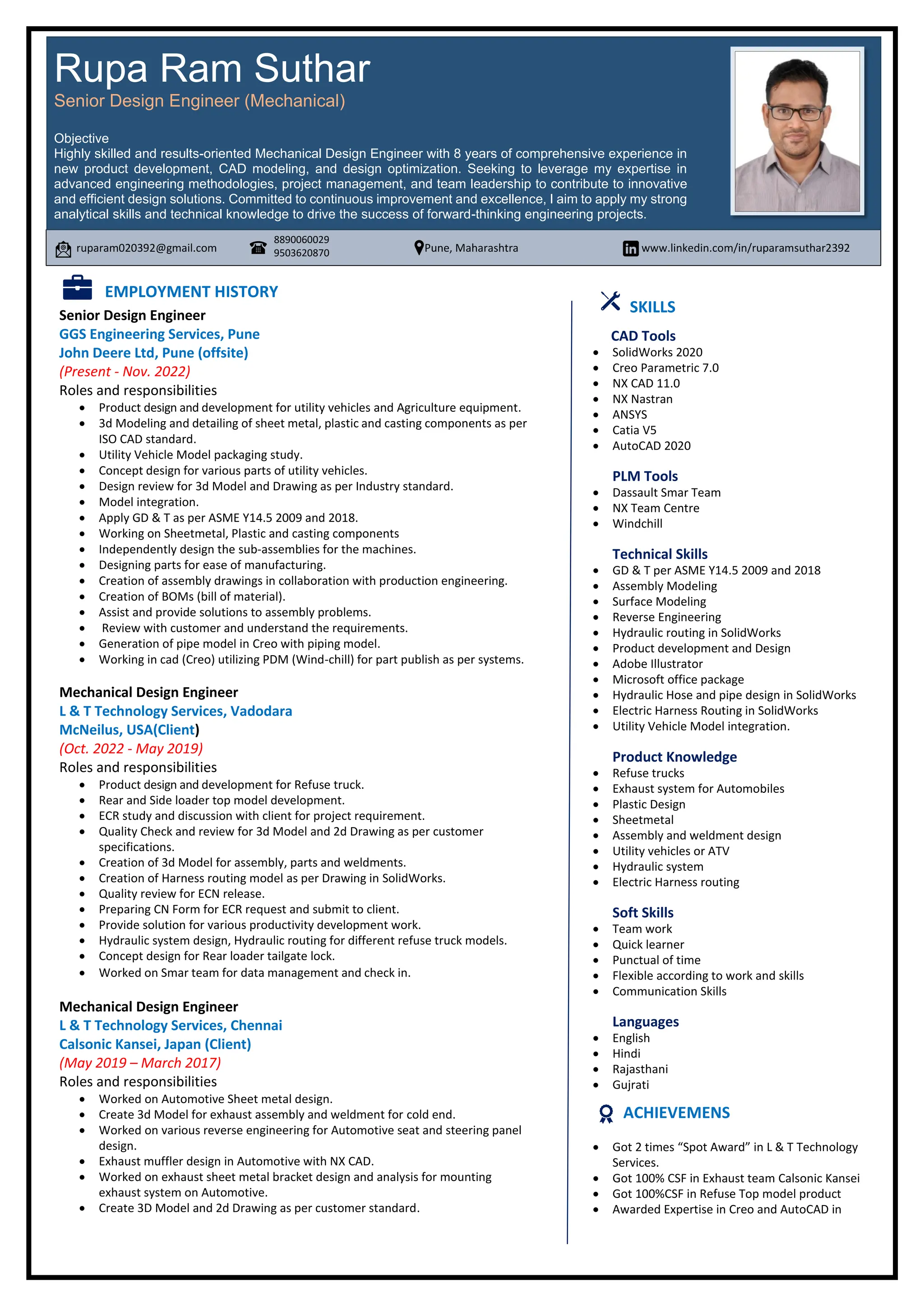 Resume for Mechanical Design engineer template | PDF