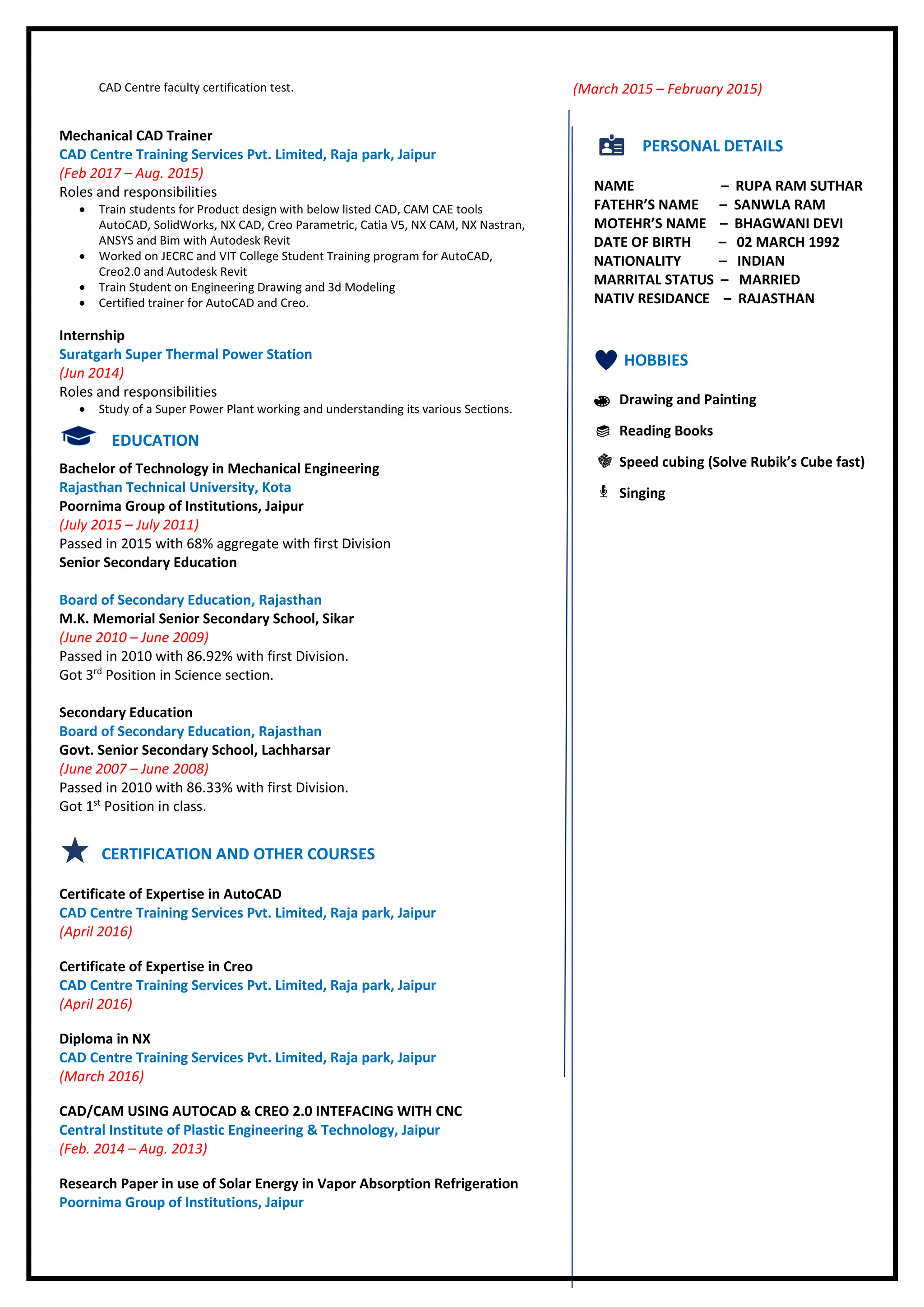 Resume for Mechanical Design engineer template | PDF
