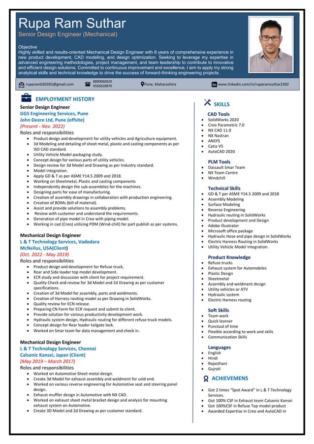 Resume for Mechanical Design engineer template | PDF | Civil ...