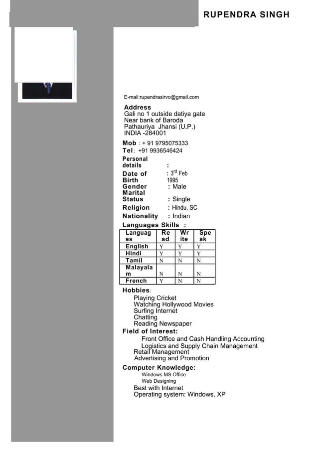 Rupendra singh resume | RTF | Careers