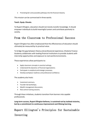 Rupert Ellington: Building a Structured Pathway Into Modern Financial ...